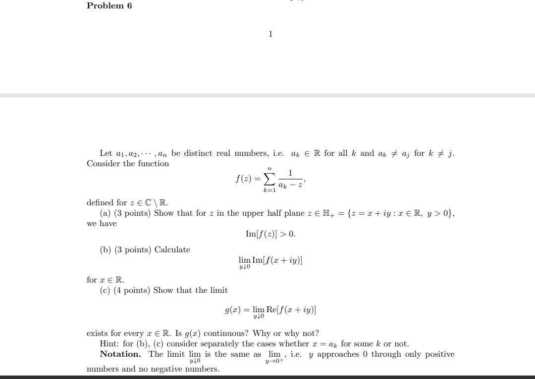 Solved Problem 6 1 Let a1,a2,⋯,an be distinct real numbers, | Chegg.com