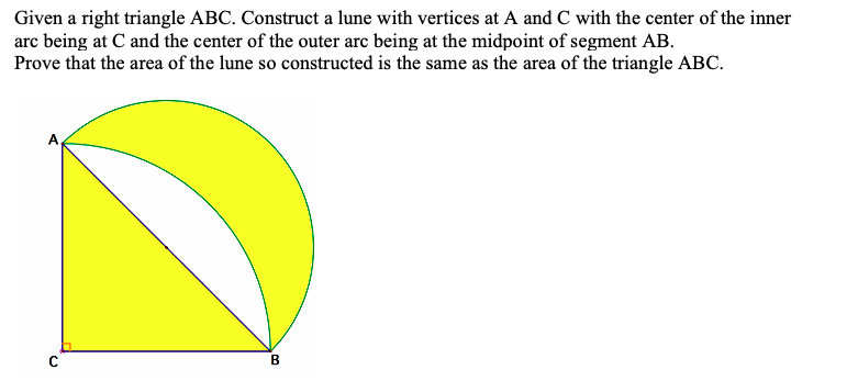 Solved Given a right triangle ABC. Construct a lune with | Chegg.com