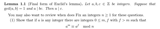 Solved Lemma 1.1 (Final form of Euclid's lemma). ﻿Let | Chegg.com