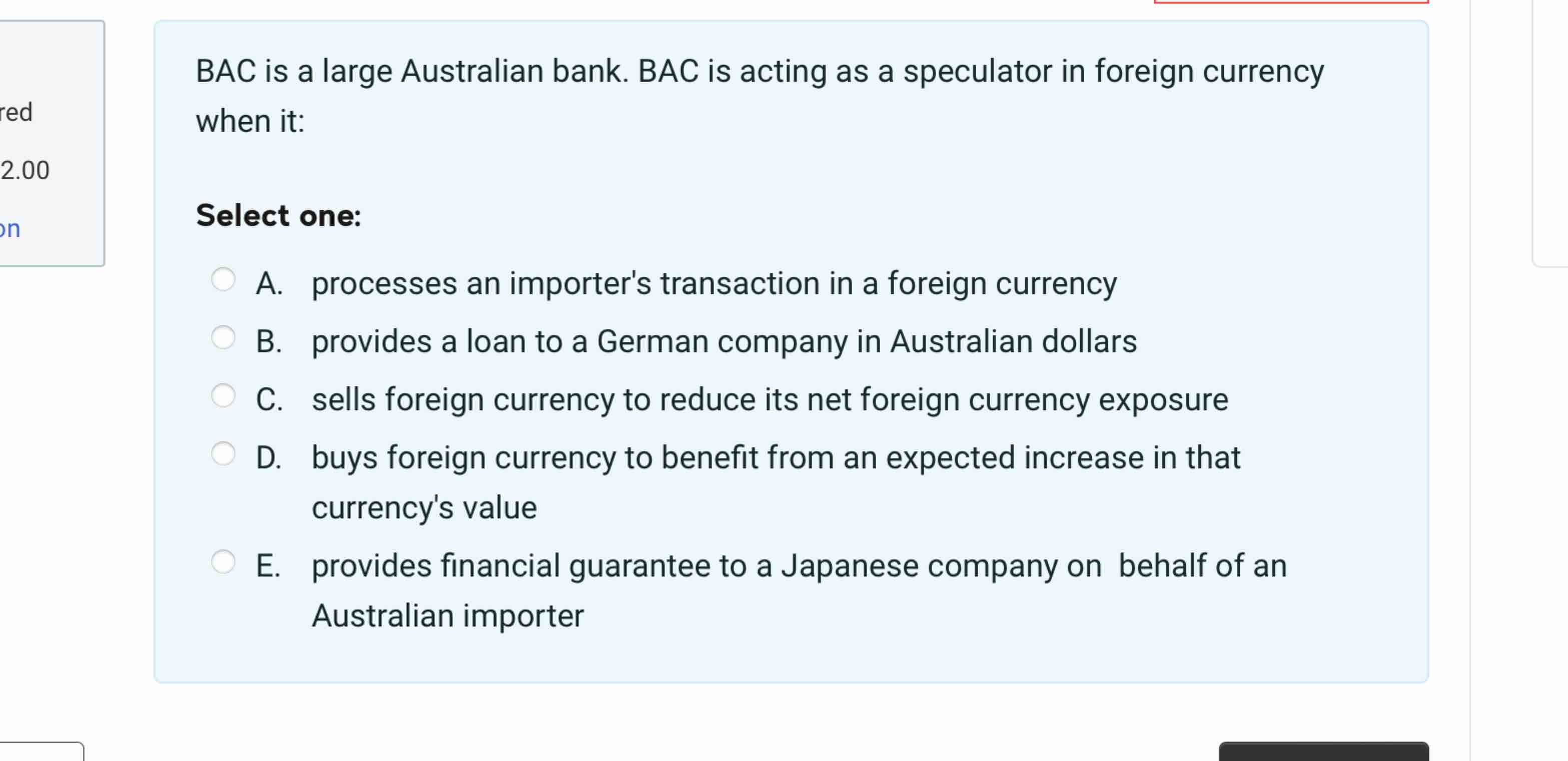 Solved BAC is a large Australian bank. BAC is acting as a | Chegg.com