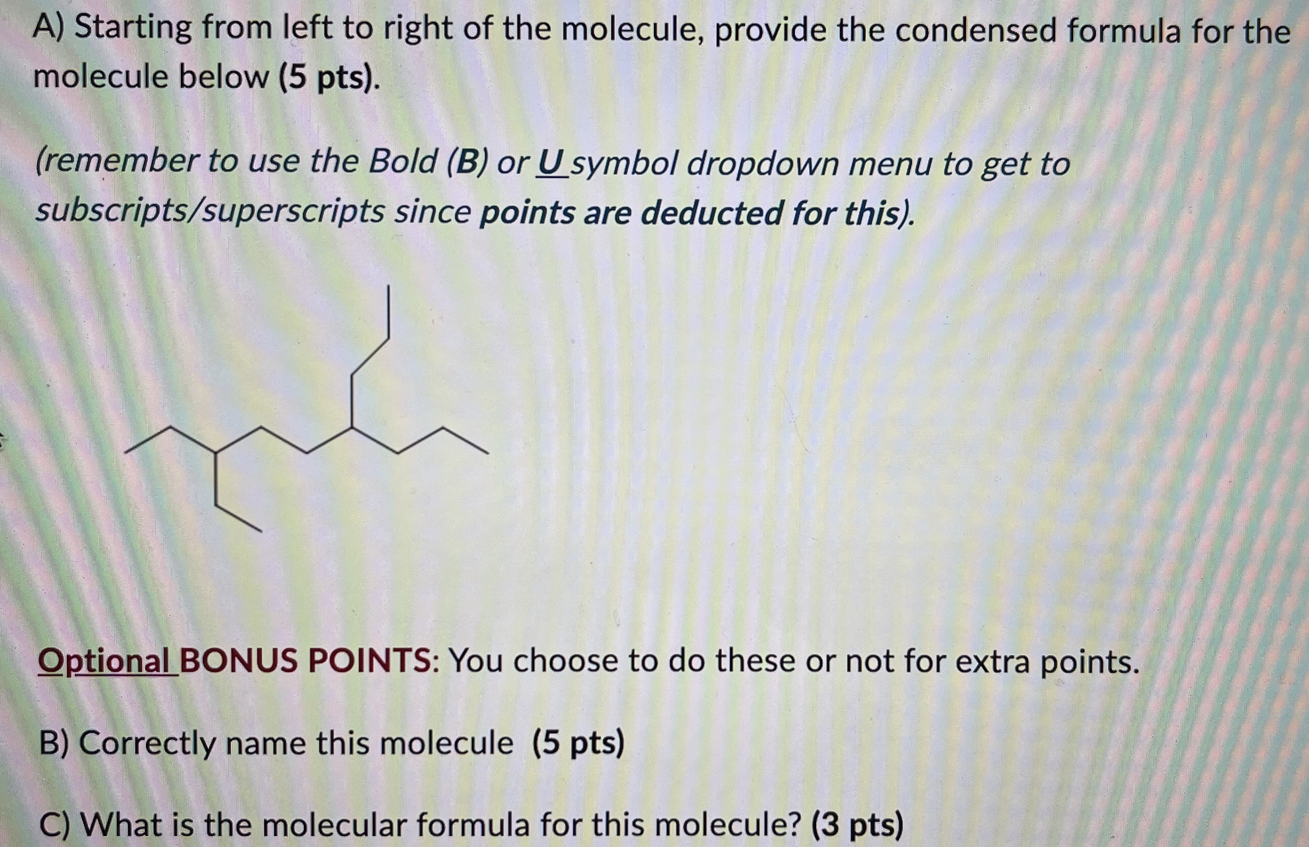 A) Starting from left to right of the molecule, | Chegg.com
