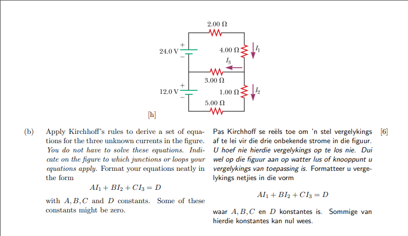 Solved Apply Kirchhoff's rules to derive a set of equations | Chegg.com