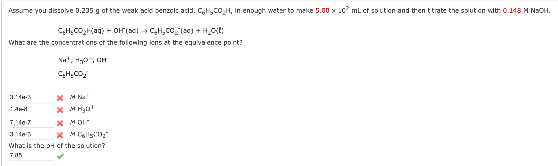 Solved Assume you dissolve 0.235 g of the weak acid benzoic | Chegg.com