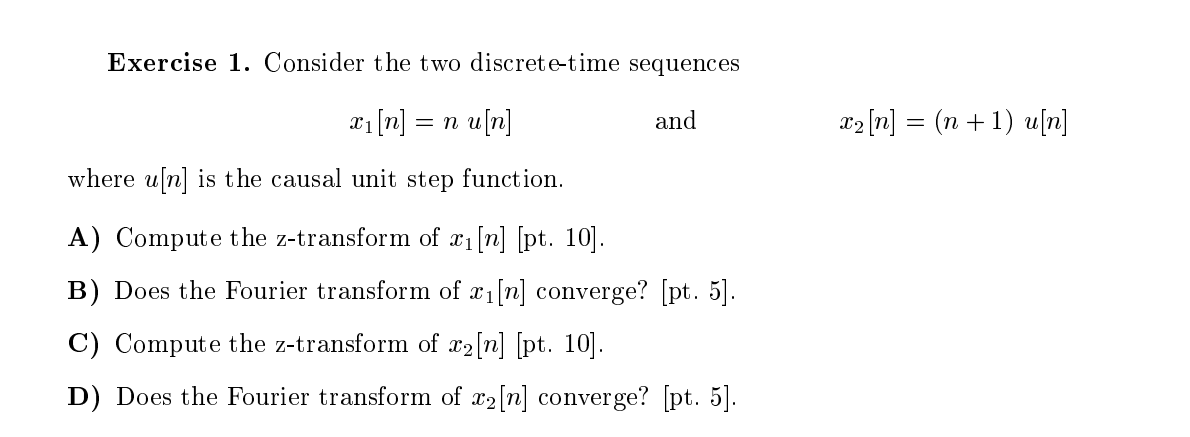 Solved Exercise 1. Consider the two discrete-time sequences | Chegg.com
