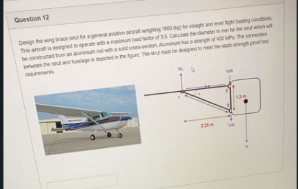 Question 12 Design the wing brace strut for a general | Chegg.com