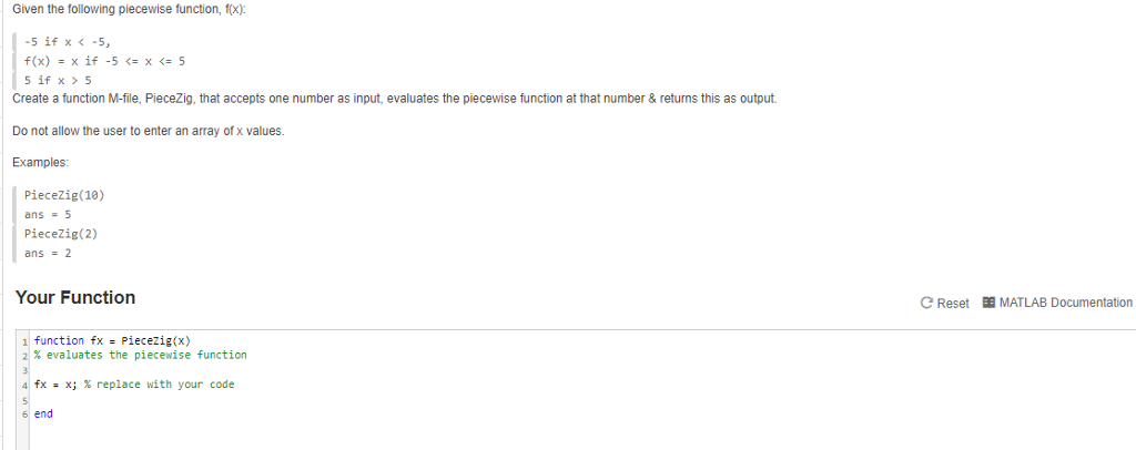 Solved Given The Following Piecewise Function Fx 5 If X