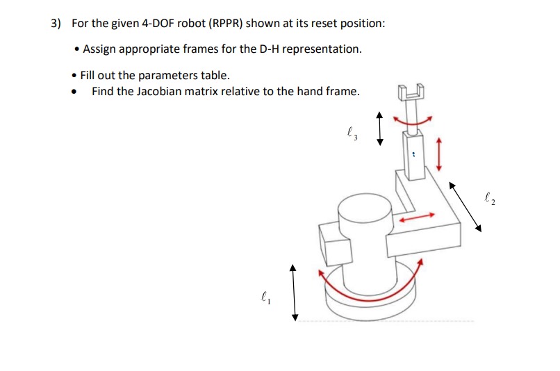 Solved For the given 4-DOF robot (RPPR) ﻿shown at its reset | Chegg.com