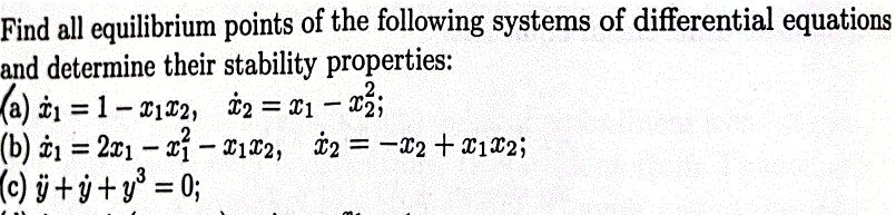 Solved Find all equilibrium points of the following systems | Chegg.com