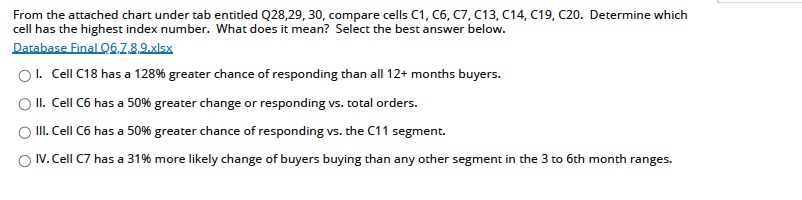 From the attached chart under tab entitled Q28,29,30, | Chegg.com
