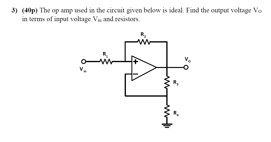Solved 3) (40p) The op amp used in the circuit given below | Chegg.com