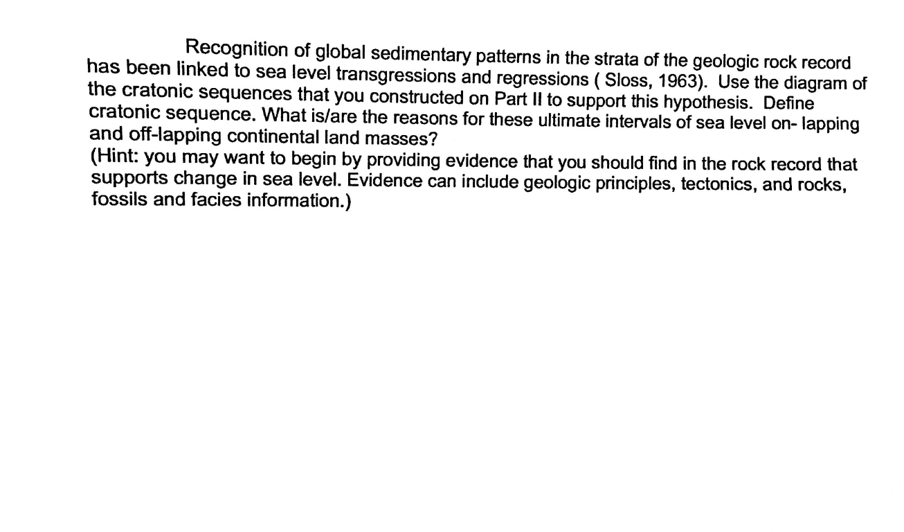 Recognition of global sedimentary patterns in the | Chegg.com