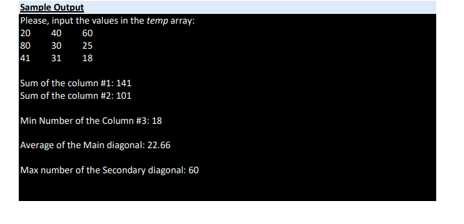 Solved Exercise 3 - store temperatures in 2D array Exercise | Chegg.com