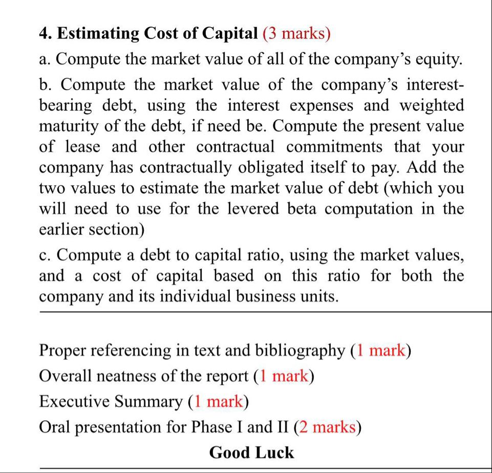 Solved 4. Estimating Cost of Capital (3 marks) a. Compute | Chegg.com