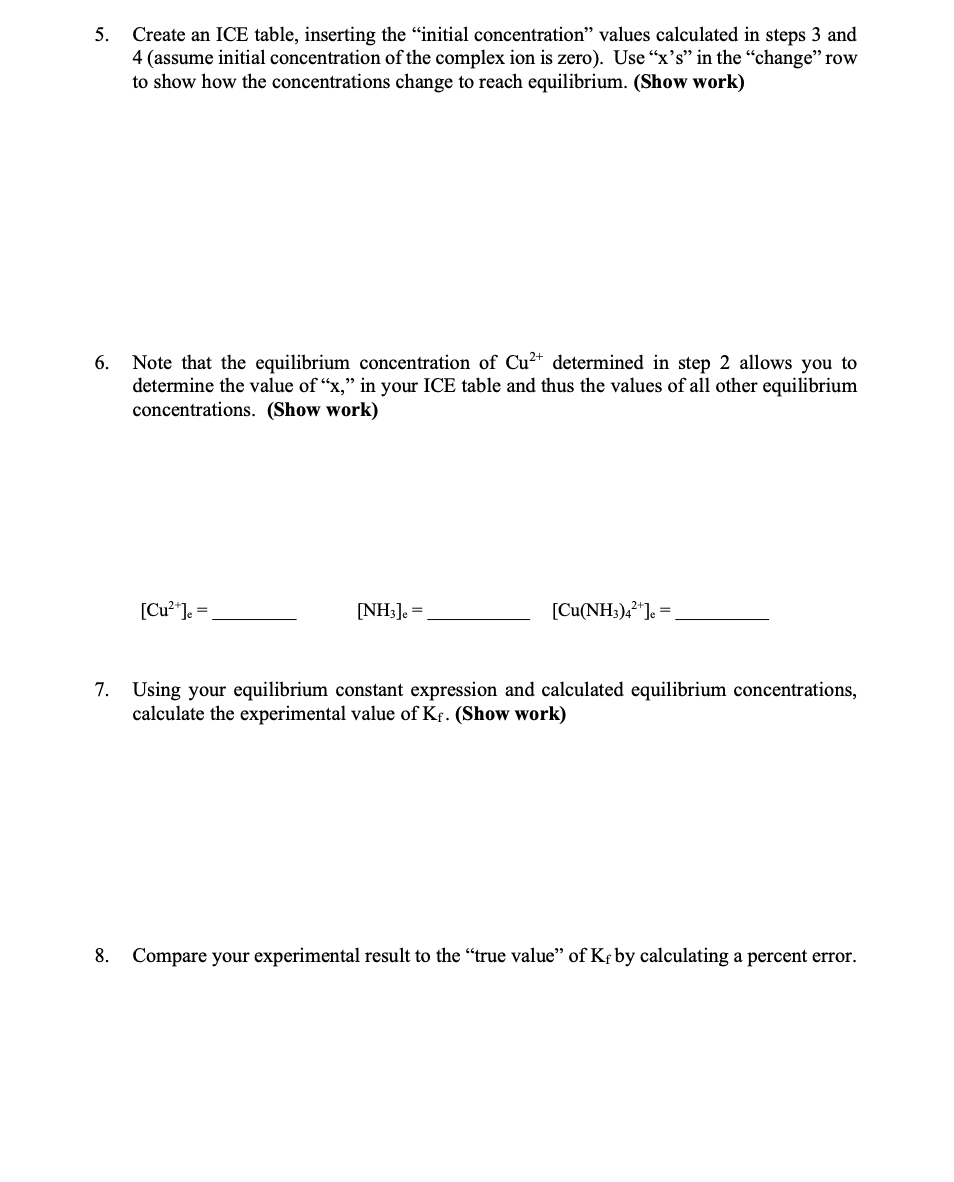 Using Measured Cell Potentials to Determine the Kf | Chegg.com