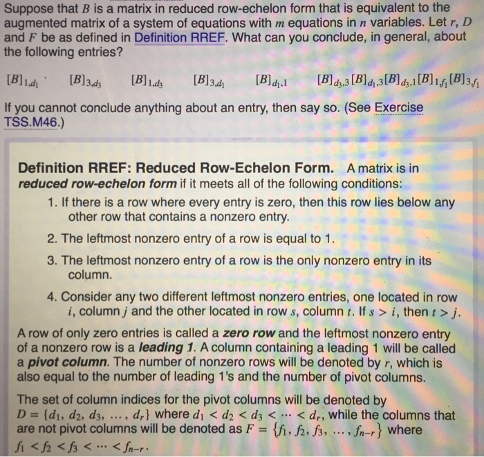Solved Suppose that B is a matrix in reduced row-echelon | Chegg.com