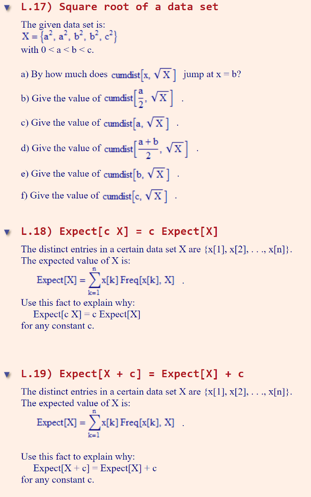 Solved L.17) Square root of a data set The given data set | Chegg.com