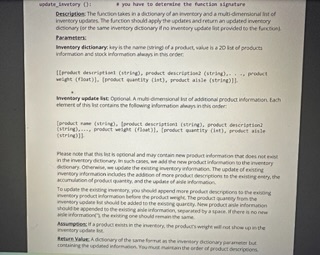 Solved Description: Parameters: 5 prosect alile (arine)l, | Chegg.com