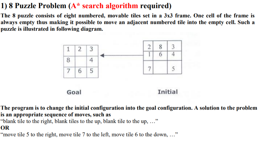 Implement a searching algorithm to solve the | Chegg.com