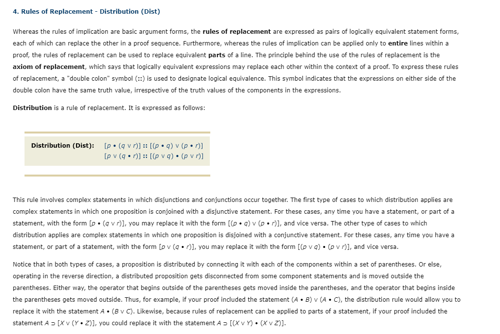 Solved 4. Rules of Replacement - Distribution (Dist) Whereas | Chegg.com