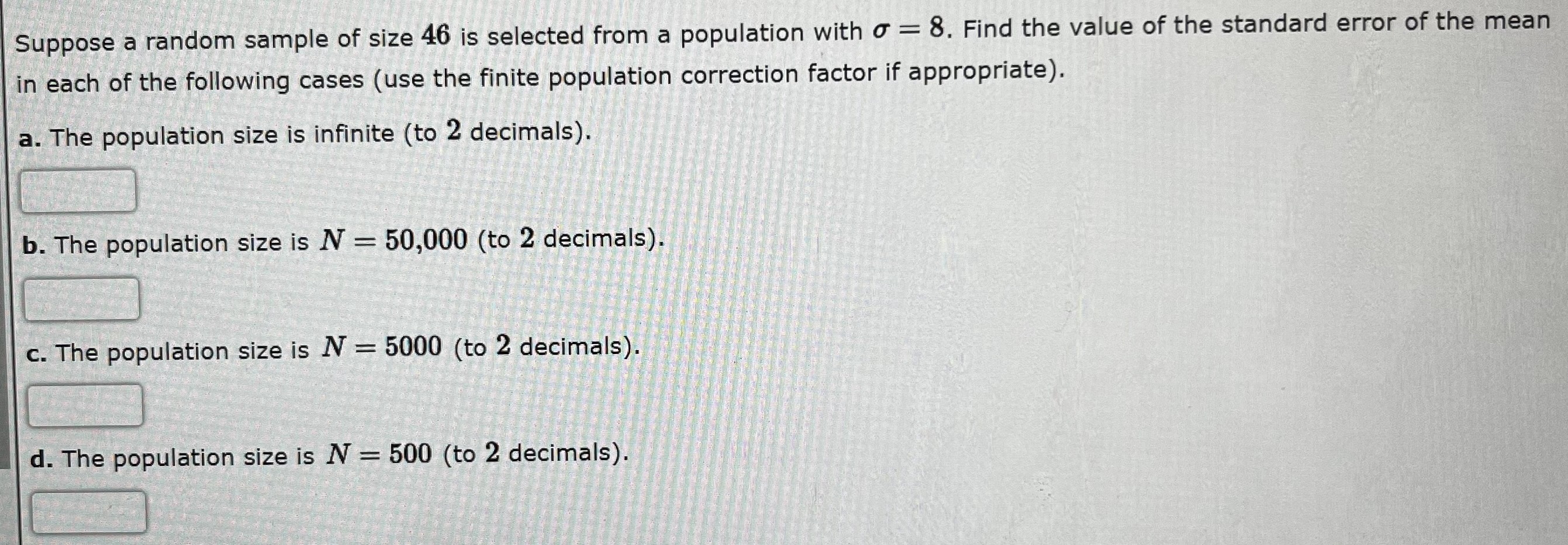 Suppose a random sample of size 46 ﻿is selected from | Chegg.com