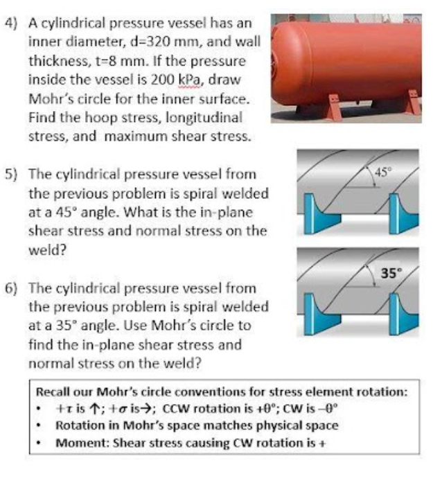 Solved 4) A cylindrical pressure vessel has an inner | Chegg.com