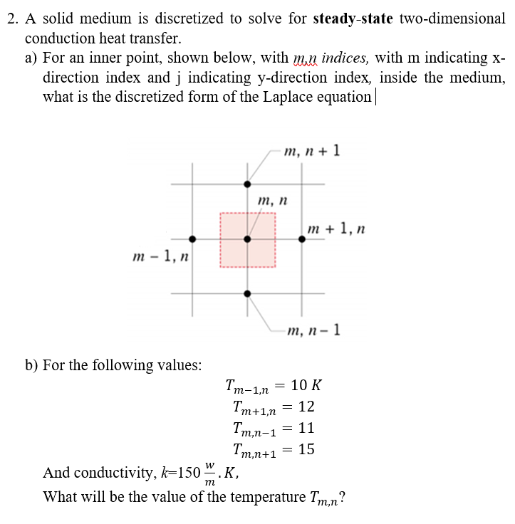 Solved 2. A solid medium is discretized to solve for | Chegg.com