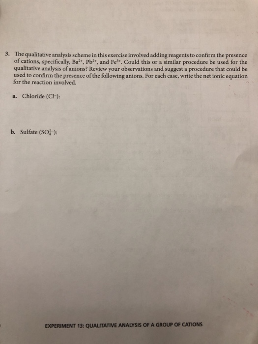 Solved 3. The qualitative analysis scheme in this exercise | Chegg.com