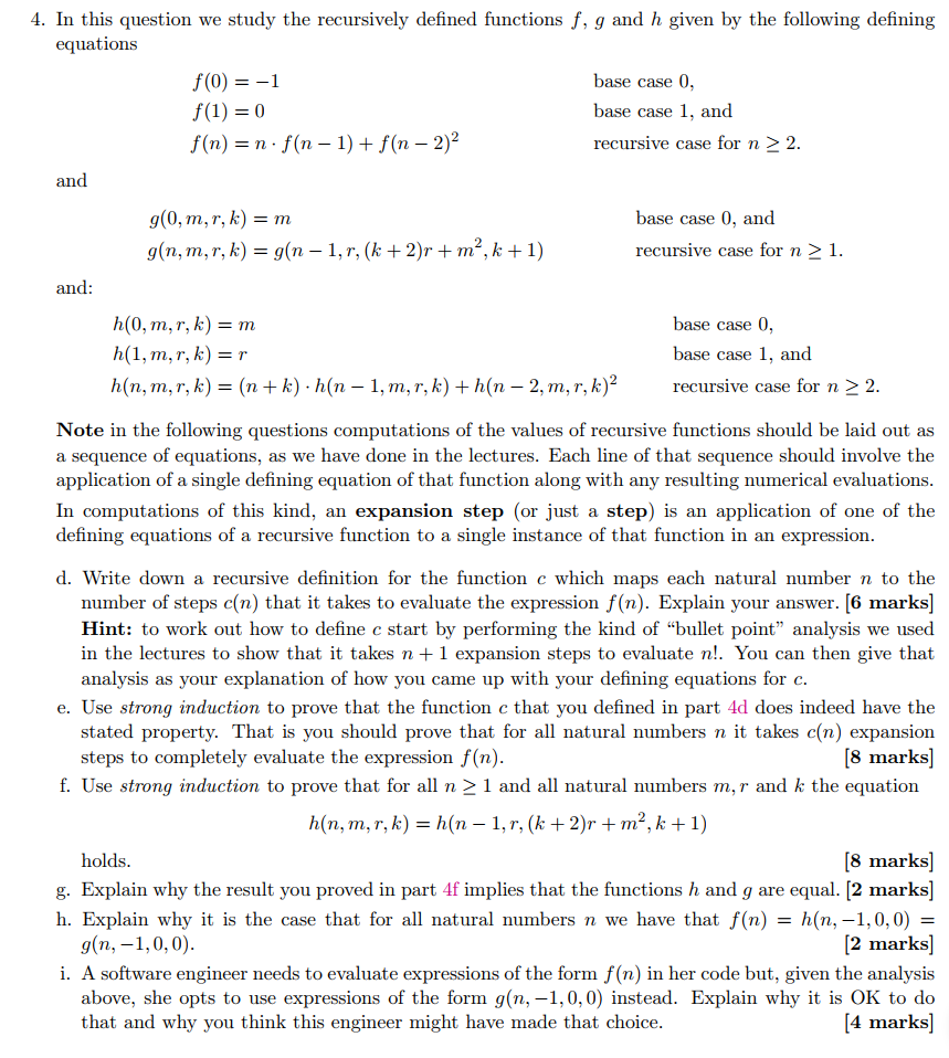 4. In this question we study the recursively defined | Chegg.com