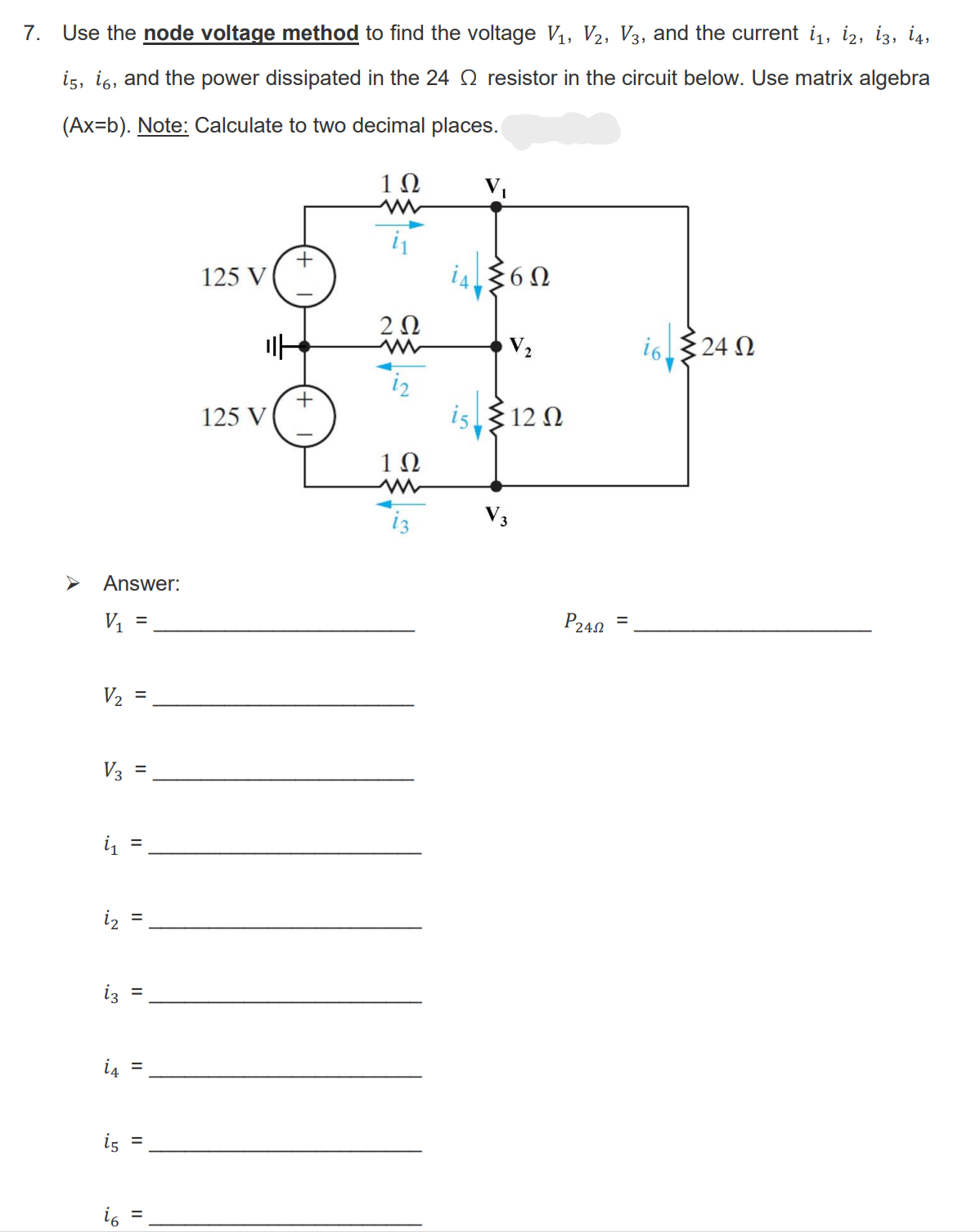 Use the node voltage method to find the voltage | Chegg.com
