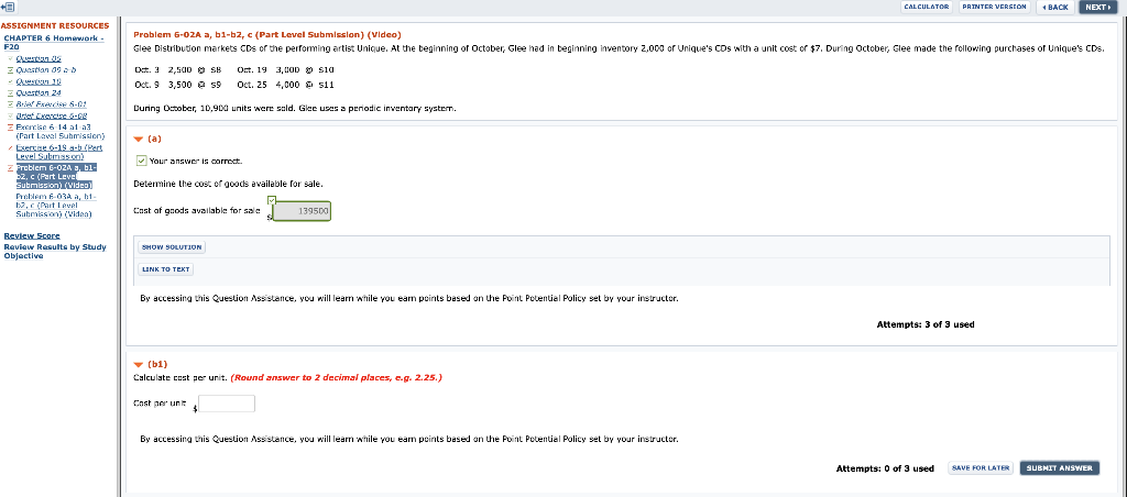 Solved Problem 6-02A a, b1-b2, c (Part Level | Chegg.com