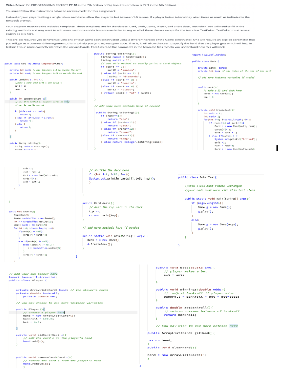 Solved Question : Video Poker: Do PROGRAMMING PROJECT P7.10 | Chegg.com