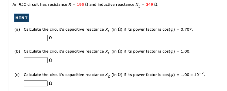 Solved An RLC ﻿circuit has resistance R=195Ω ﻿and inductive | Chegg.com