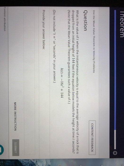 Solved Theorem Use the Mean Value Theorem in Velocity | Chegg.com