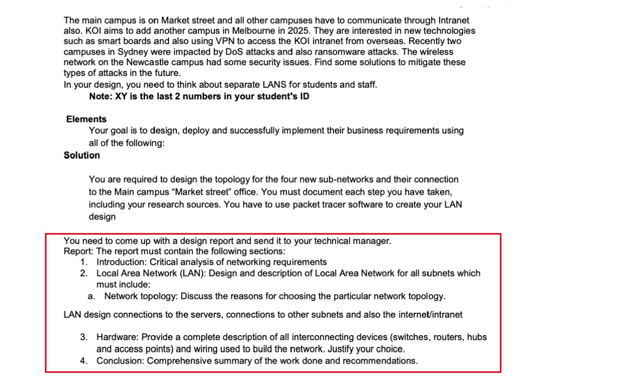 Solved Topic: Network Design Report and Presentation Task | Chegg.com