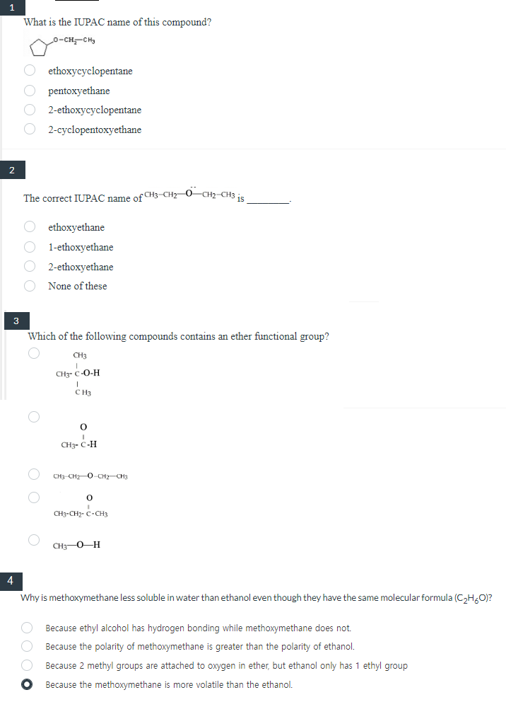Solved What is the IUPAC name of this compound? −O−CH2−CH3 | Chegg.com