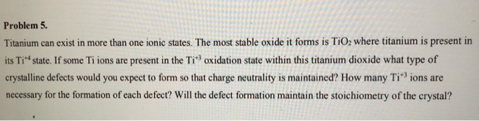 Solved Problem 5. Titanium can exist in more than one ionic | Chegg.com