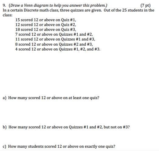 Solved 9. (Draw a Venn diagram to help you answer this | Chegg.com