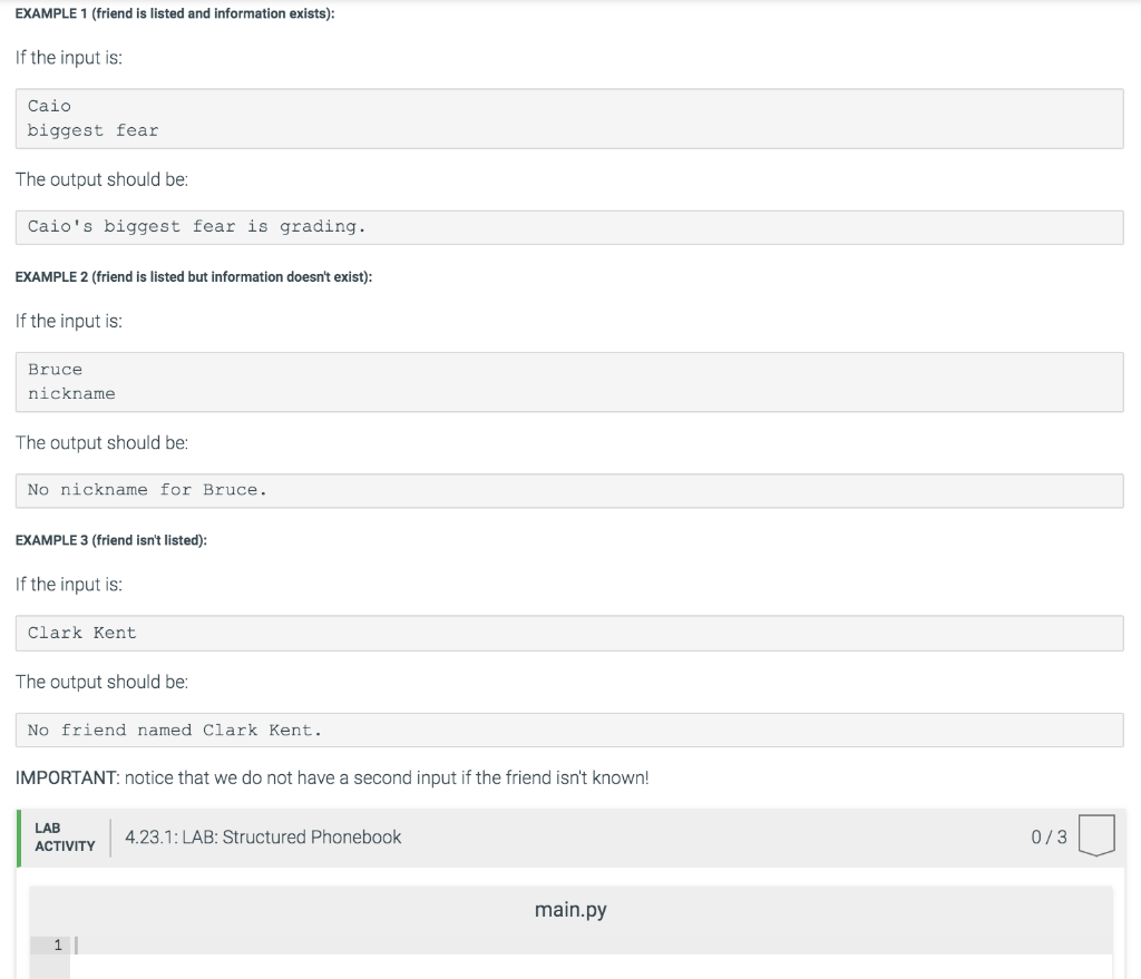 Solved 4.23 LAB: Structured Phonebook While playing around | Chegg.com