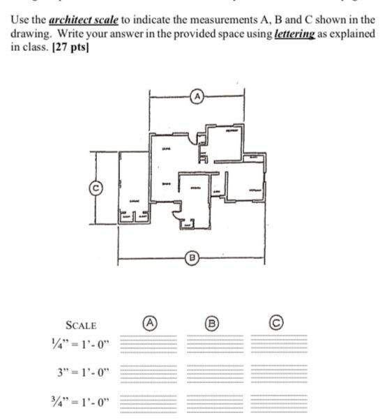 Use the architect scale to indicate the measurements | Chegg.com