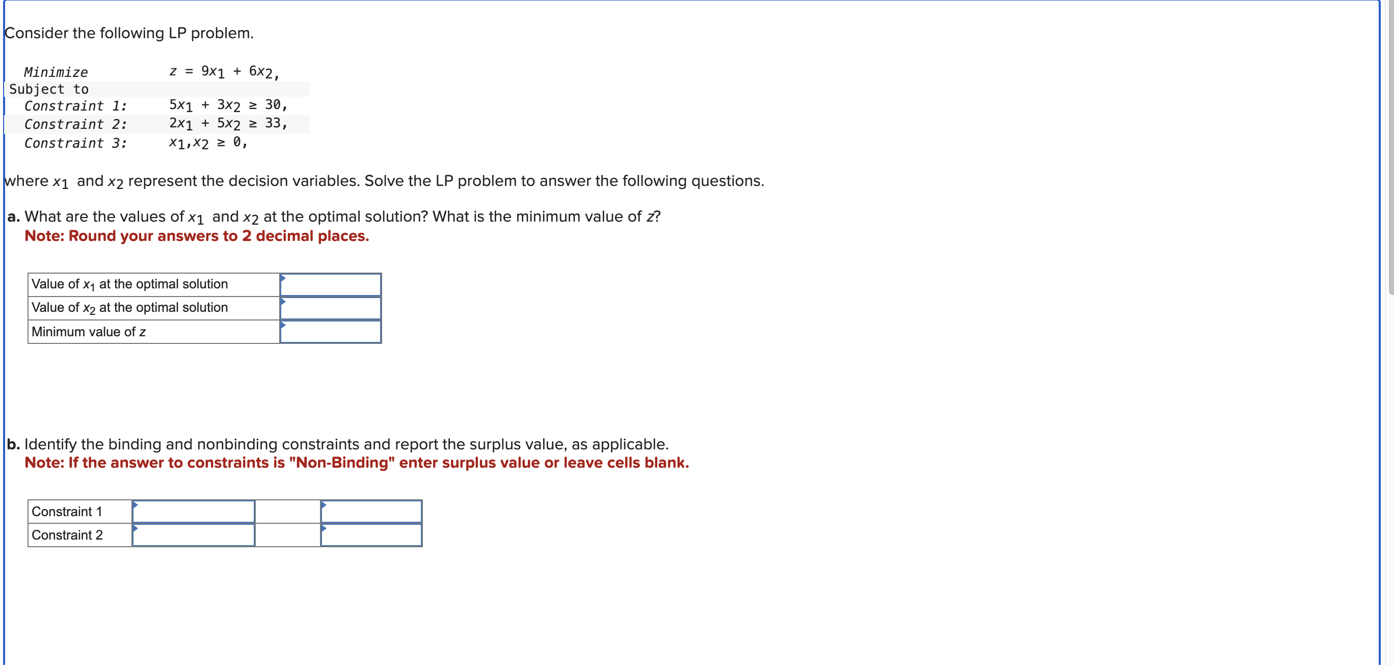Solved Consider the following LP problem. where x1 and x2 | Chegg.com