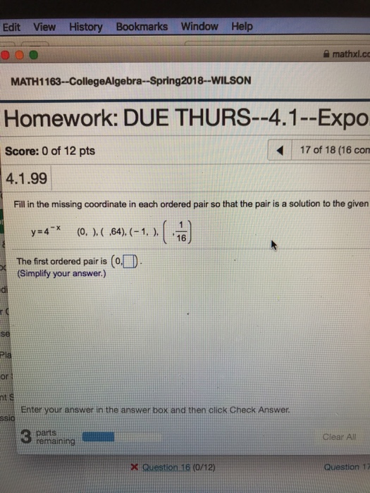 Solved Edit View History Bookmarks Window Help a mathxl.co | Chegg.com