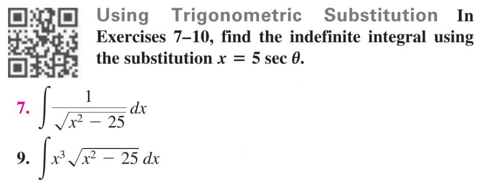 Solved Using Trigonometric Substitution In Exercises 7-10, | Chegg.com