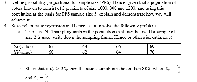 3. Define probability proportional to sample size | Chegg.com