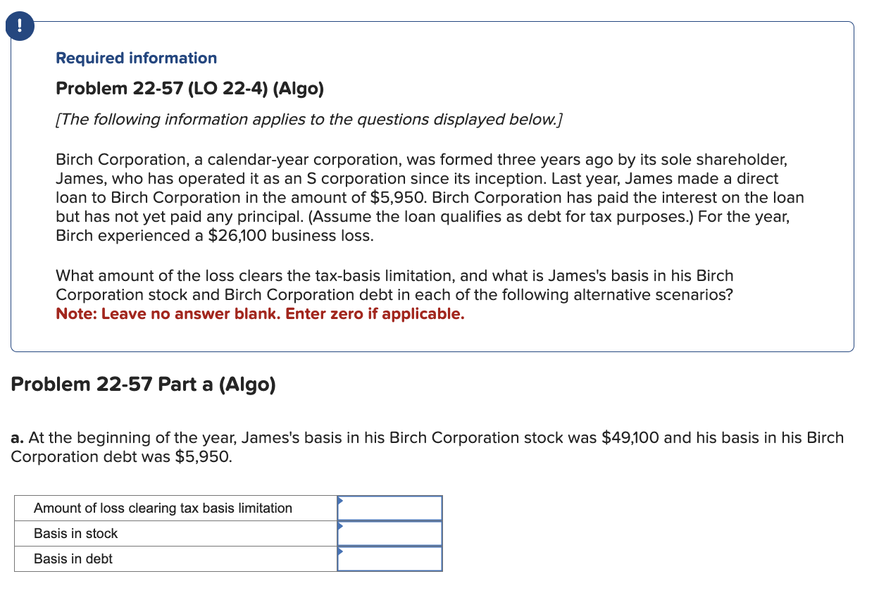 Solved Required information Problem 22-57 (LO 22-4) (Algo) | Chegg.com Solved Required information Problem 22-57 (LO 22-4) (Algo) | Chegg.com