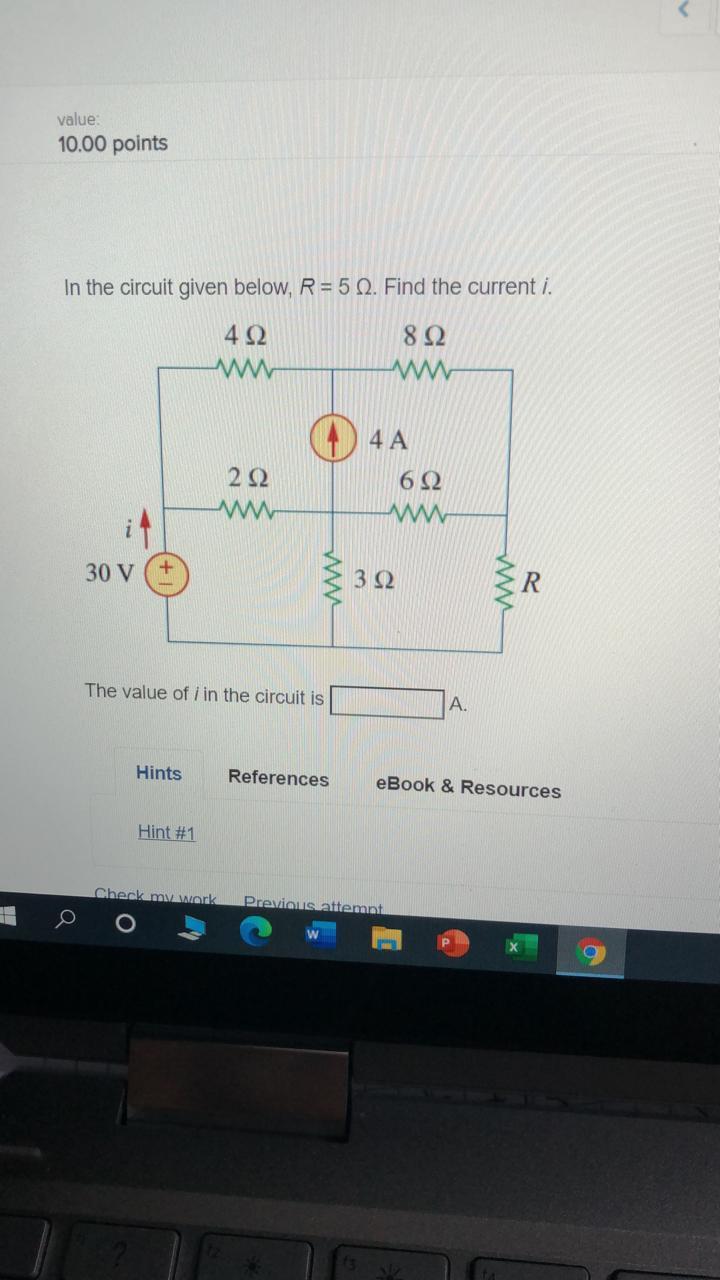 Solved value 10.00 points In the circuit given below, R = 5 | Chegg.com