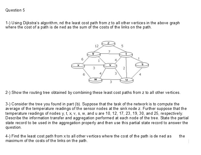 Solved Question 5 1-) Using Dijkstra's algorithm, nd the | Chegg.com