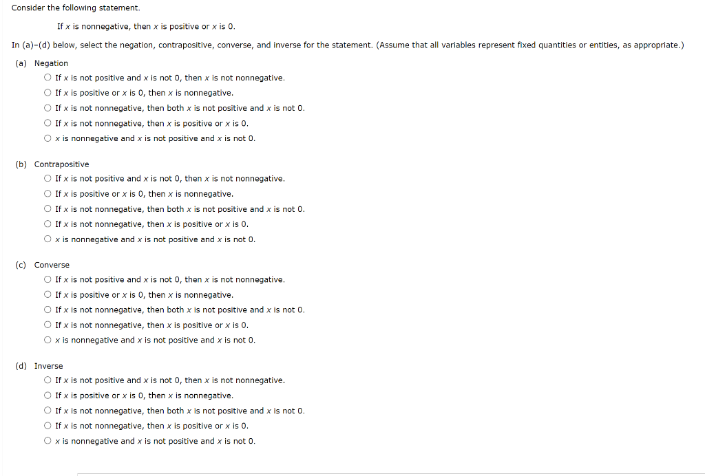 Solved Consider the following statement. If x is | Chegg.com