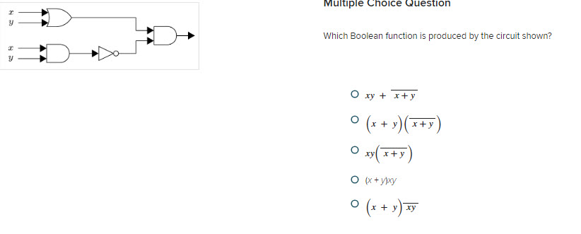 Solved Multiple Choice QuestionWhich Boolean function is | Chegg.com