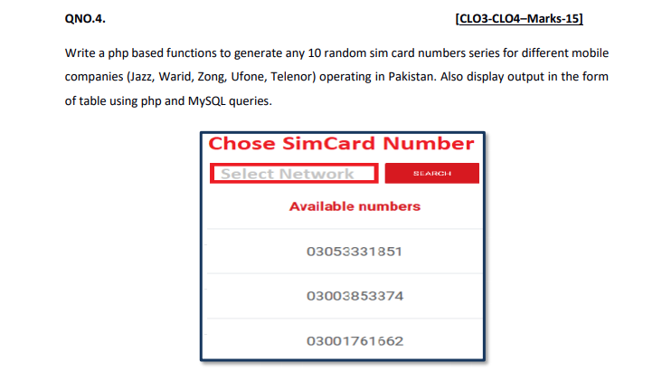 Solved QNO.4. (CLO3-CLO4-Marks-15] Write a php based | Chegg.com
