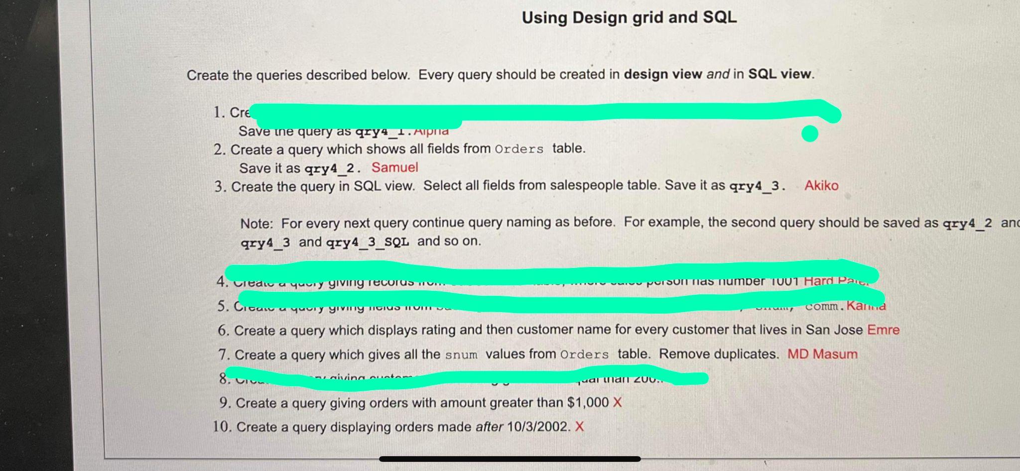 Using Design grid and SQL Create the queries | Chegg.com